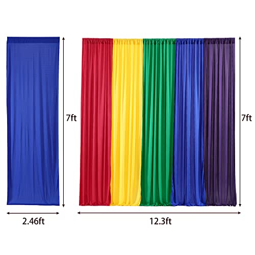 Rainbow Backdrop Curtains Rainbow Birthday Decorations for Unicorn Birthday Party Baby Shower Girl Decorations 5 Panels 2.5×7ft