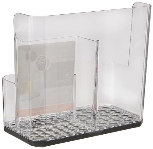 Spectrum Diversified Hexa, Kitchen Sponge, Easy-Clean Sink Organization & Dish Brush Holder with Removable Base, Clear & Gray