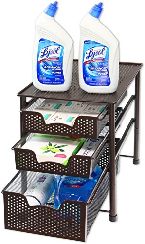 Simple Houseware Stackable 3 Tier Sliding Basket Organizer Drawer, Bronze