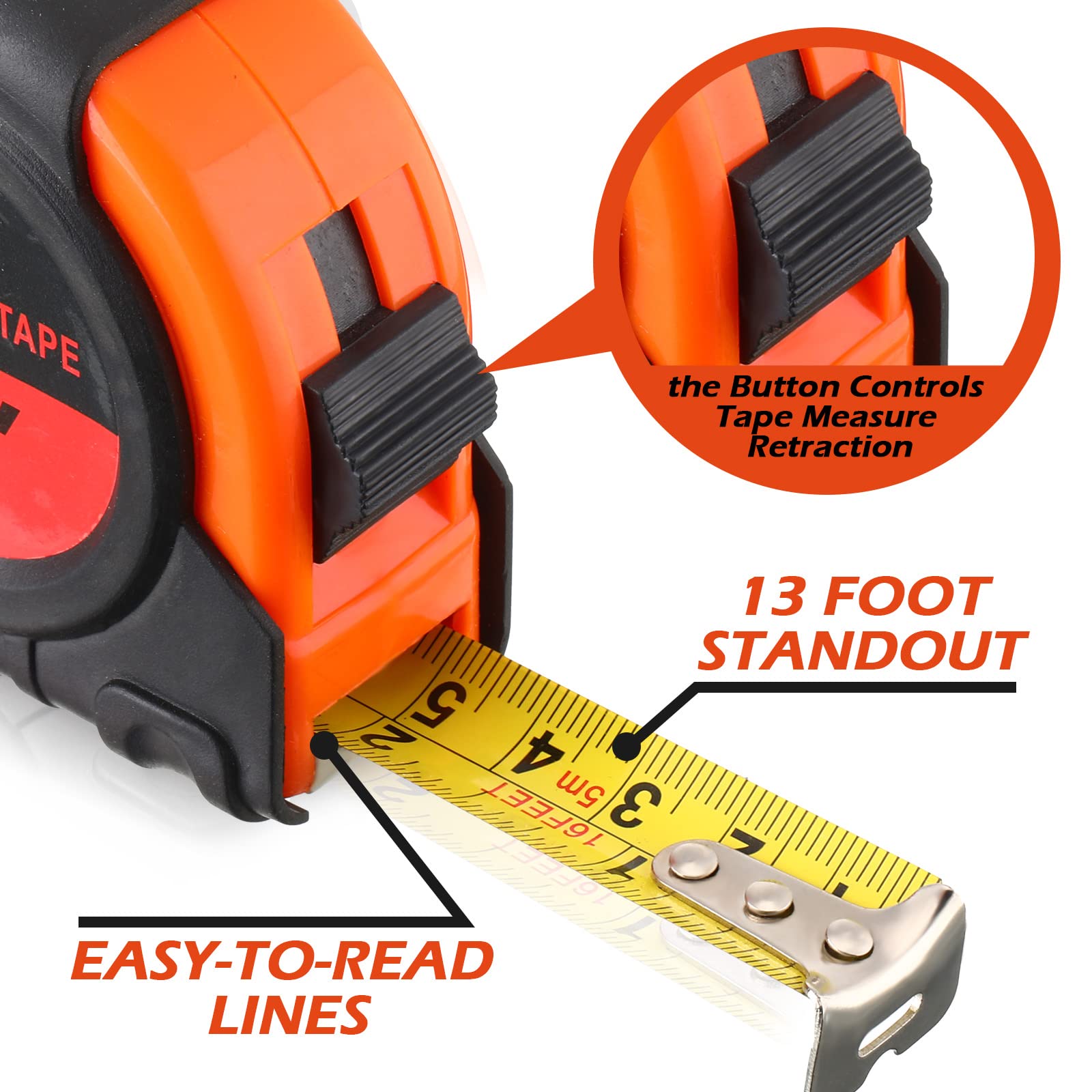 Yunsailing 15 Pack Tape Measure Bulk 16 Feet Retractable Measuring Tape Small Tape Measure Easy Read Tape Measure with Fractions 1/8 Measurement
