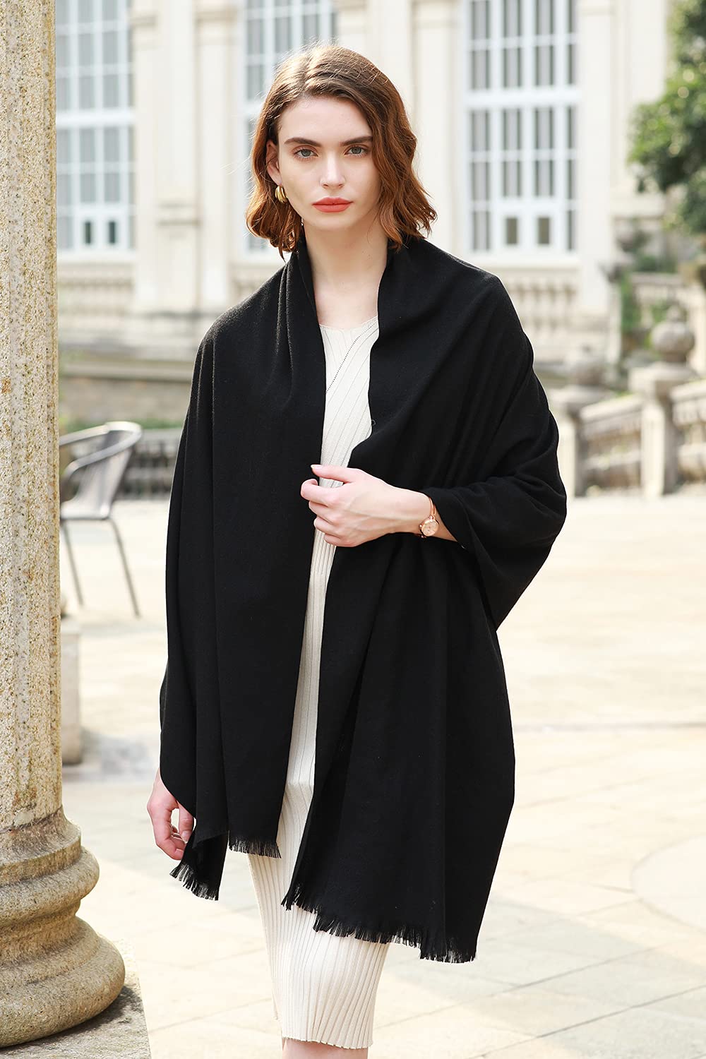 RIIQIICHY Pashmina Shawl Wraps for Women Scarf for Wedding Large Winter Black Scarves Soft Shawls and Wraps for Evening Dresses