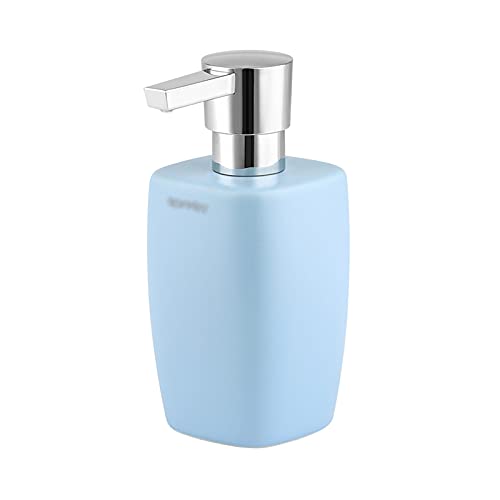 QTBH Soap Dispenser Matte Ceramic Soap Dispenser Home Bathroom Kitchen Office Shampoo Dishwashing Liquid Cosmetic Lotion Bottle 370ml/13oz Soap Pump (Color : Blue)