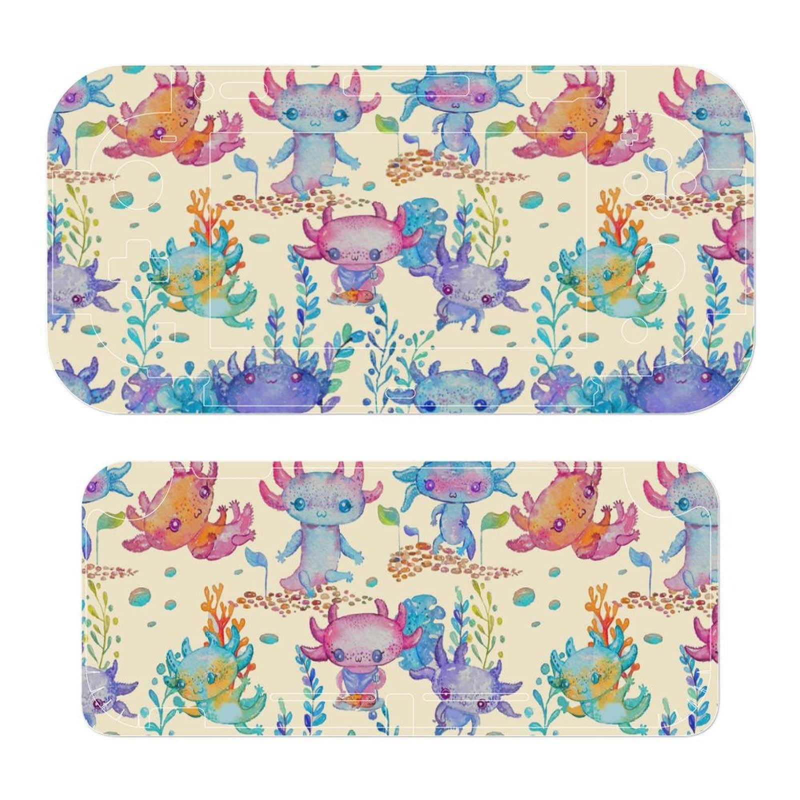Watercolor Cute Axolotl Stickers Protective Film Sticker Personalized Full Wrap Sticker Compatible with Nintendo Switch