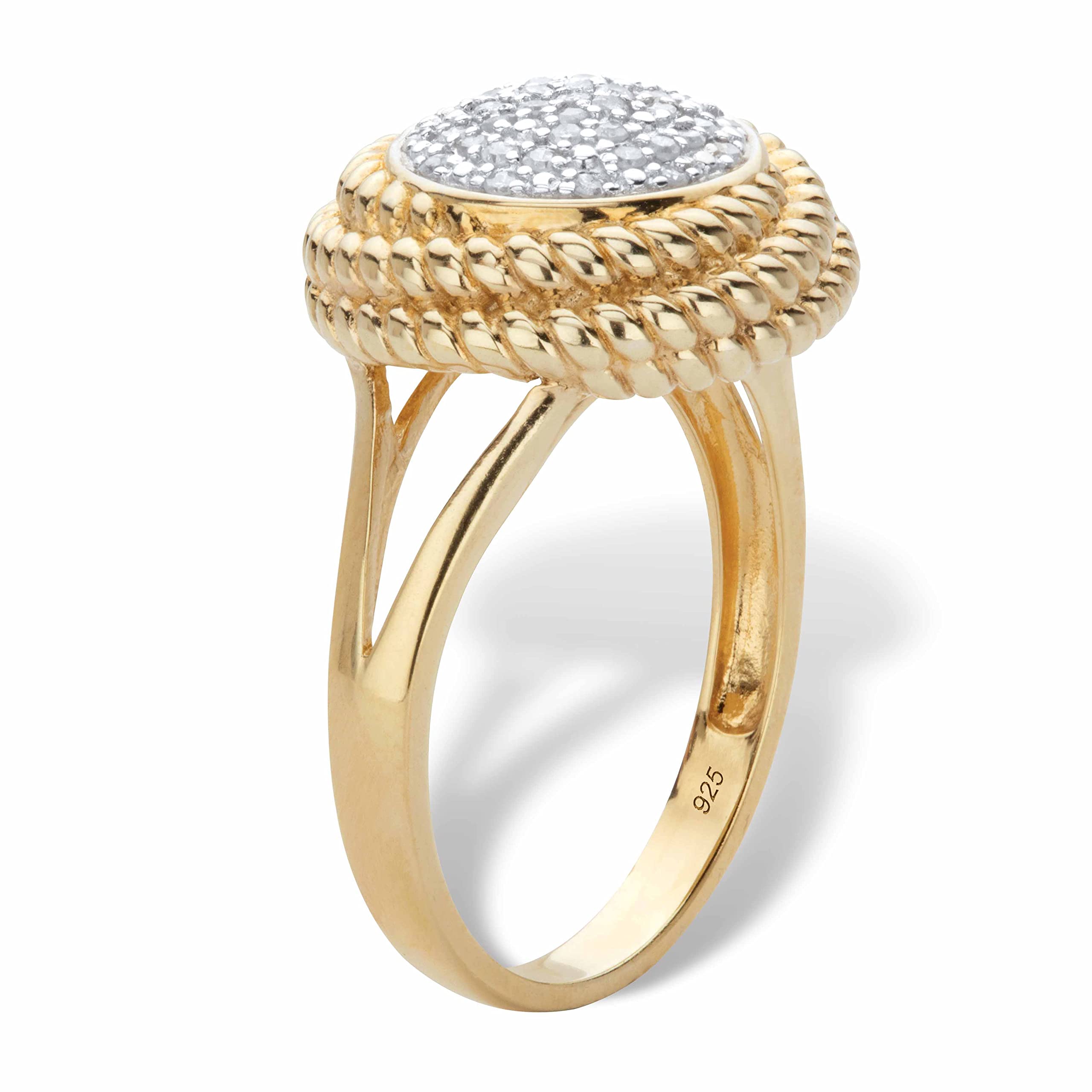 PalmBeach Yellow Gold-plated Sterling Silver Round Genuine Diamond Halo Cluster Ring (1/5 cttw, I Color, I3 Clarity) Sizes 6-10 Size 8