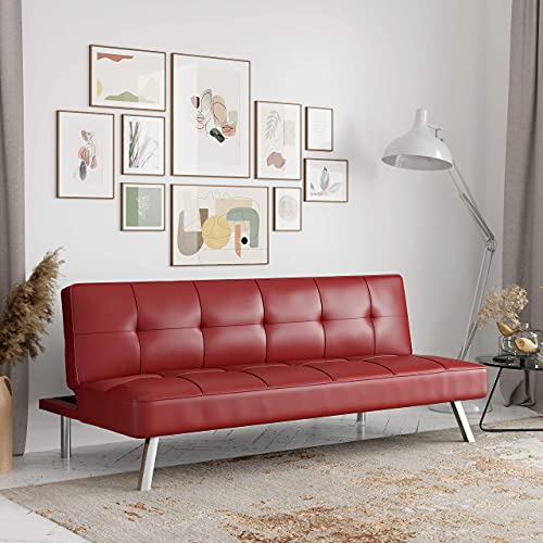 Serta Rane Vegan Leather Futon, Red
