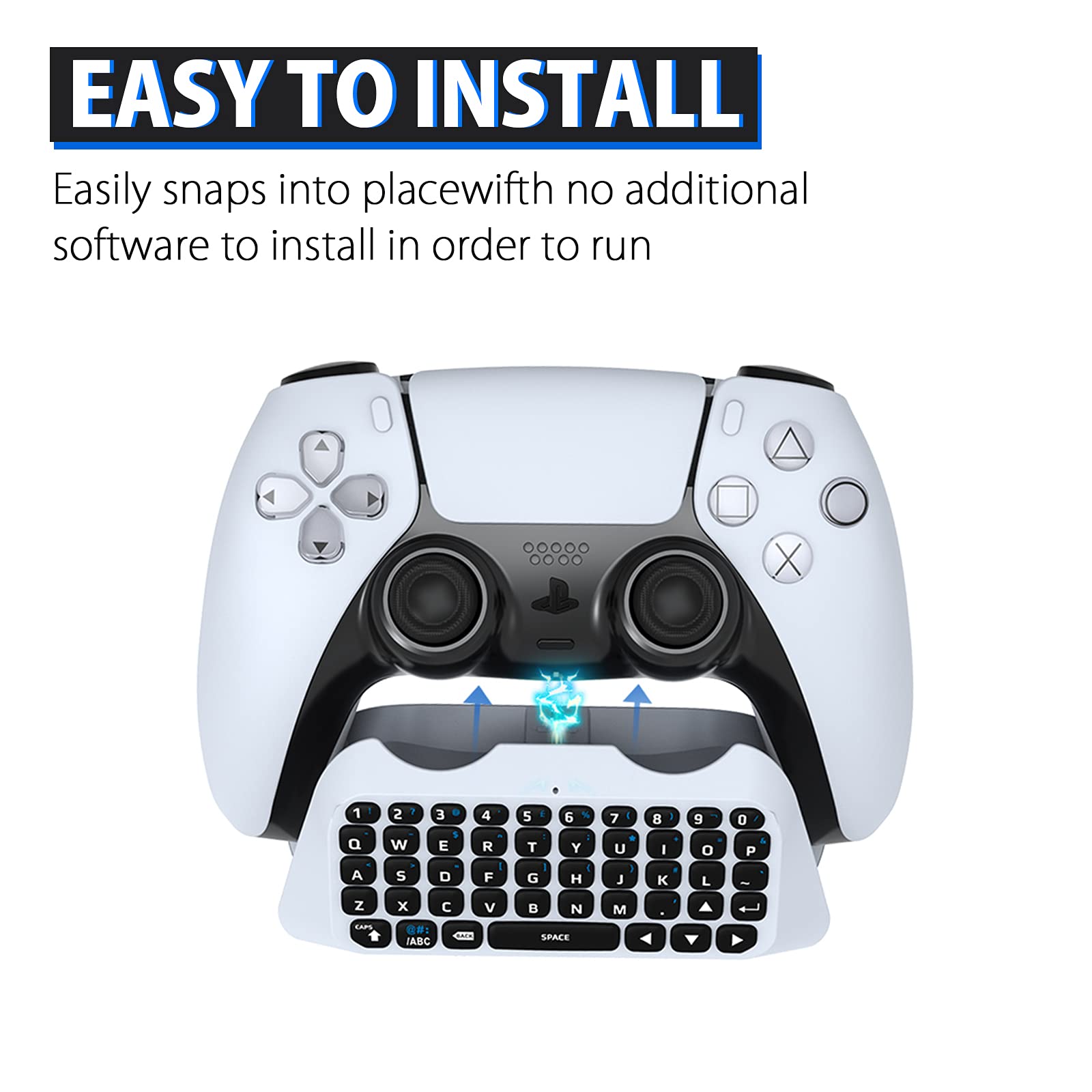 PS5 Controller Keyboard, Gamer Digital Mini Wireless Bluetooth Keyboard Chat pad for PlayStation 5