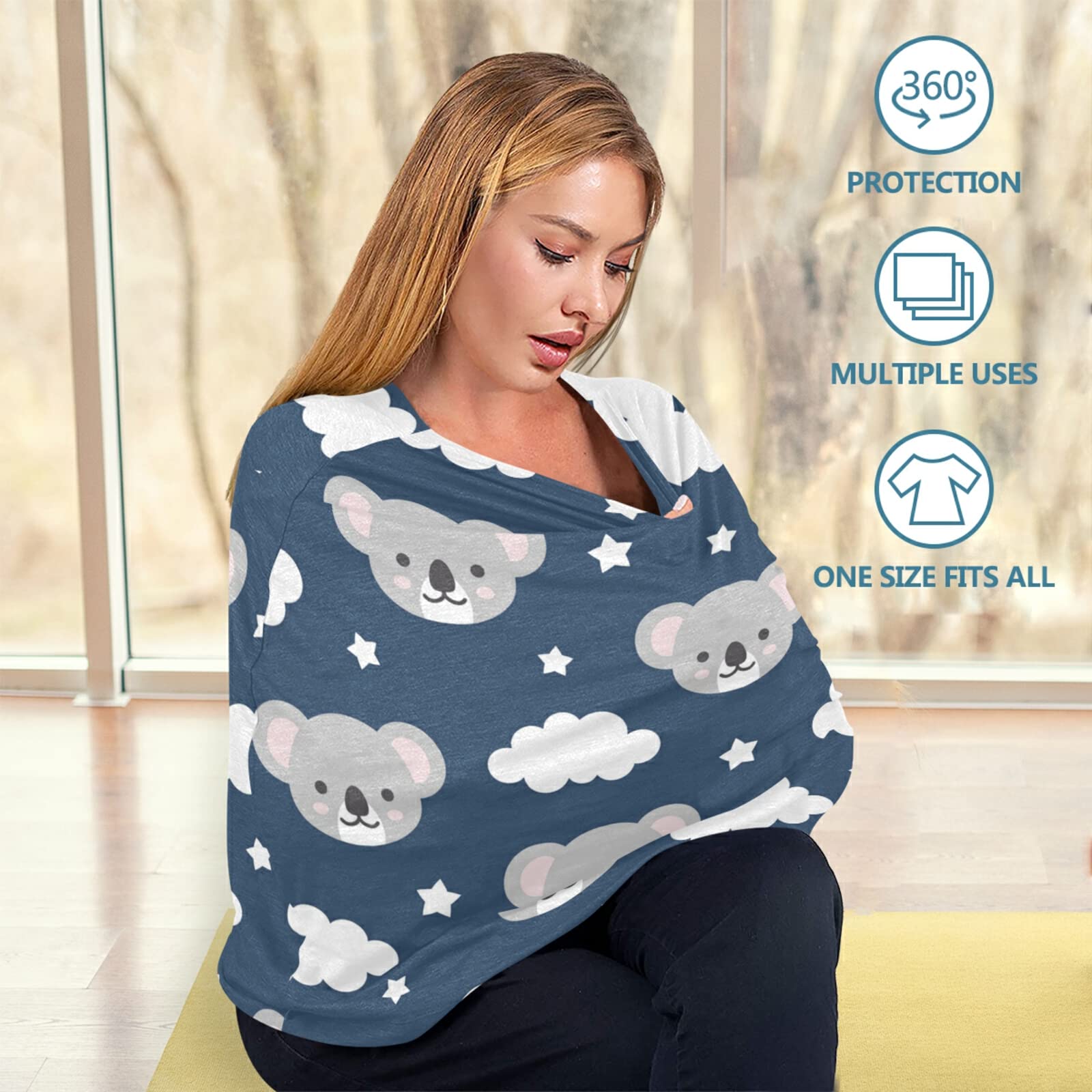 Nursing Cover Breastfeeding Scarf Cute Koala - Baby Car Seat Covers, Infant Stroller Cover, Carseat Canopy(55)