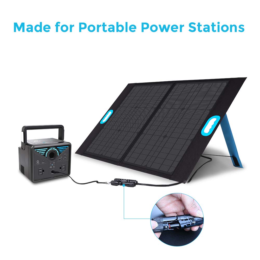 Renogy 50W Portable Solar Panel Charger Foldable Power Station Explorers, Generators, Smartphones, Tablets with USB Ports for Van, RV, E.Flex 50