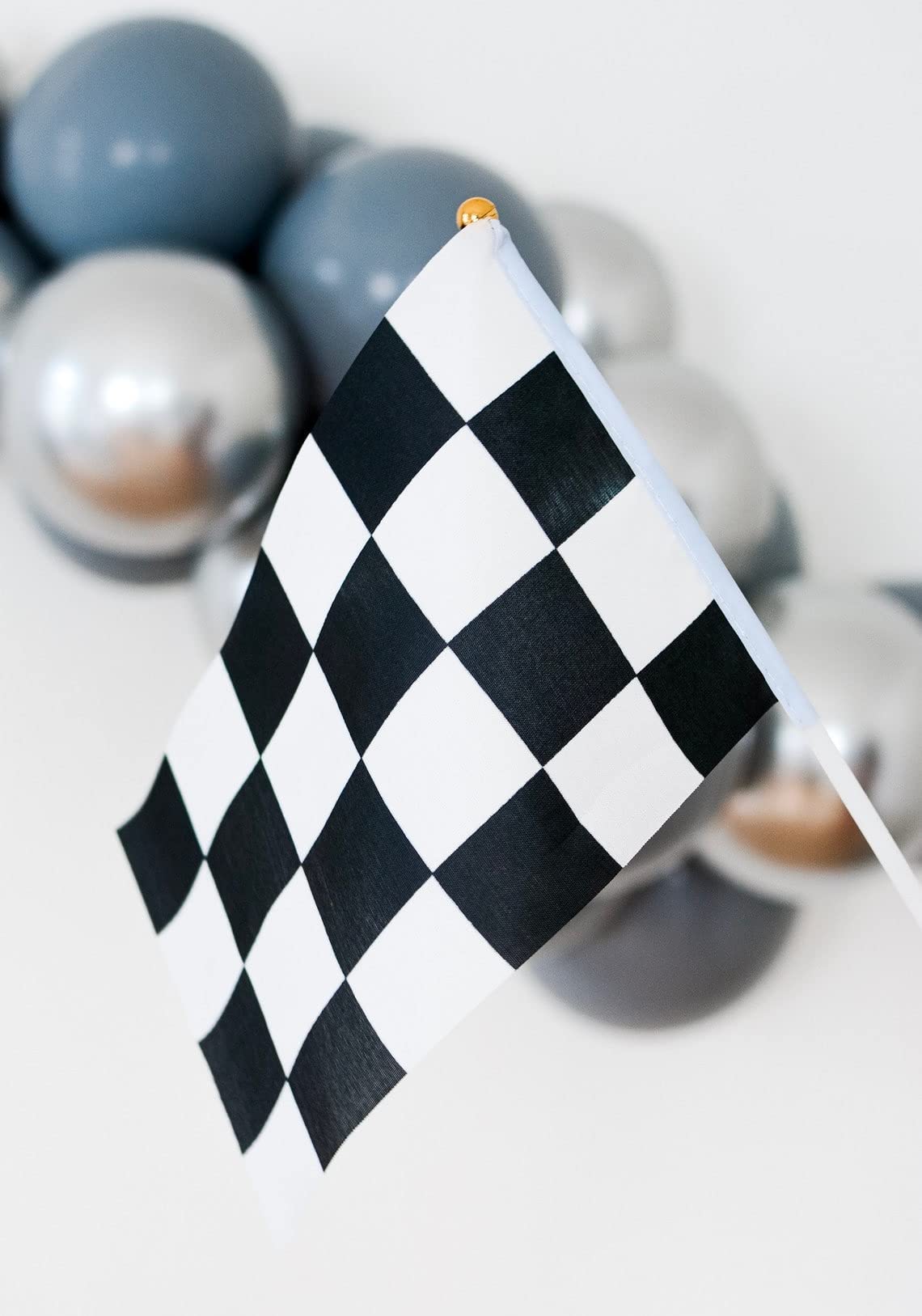 Piokio 20 Pack 8"x5.5" Black and White Checkered Racing Stick Flag、Racing Hand Held Stick Flags, for Nascar Race Party Supplies