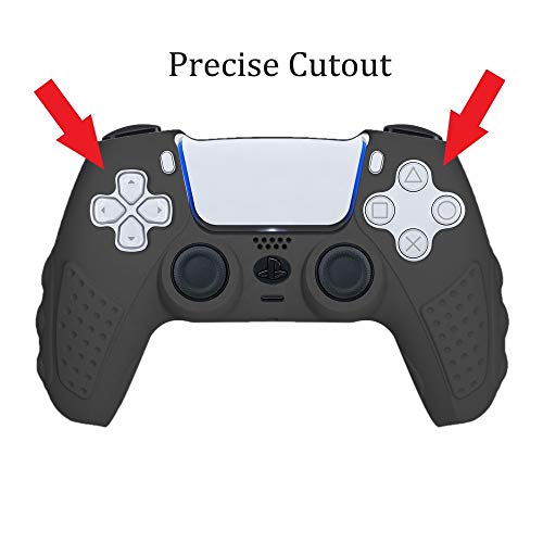 PS5 PlayStation 5 DualSense Wireless Controller Silicone, Non-Slip, Sweat-Proof Skin Covers, Pack of 3 colors (Black, Blue & White), plus 6 Analog Grips in three different sizes
