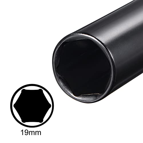 uxcell 1/2" Drive by 19mm Deep Impact Socket, Heat-Treated CR-V Steel 6" Length, 6-Point Metric Sizes