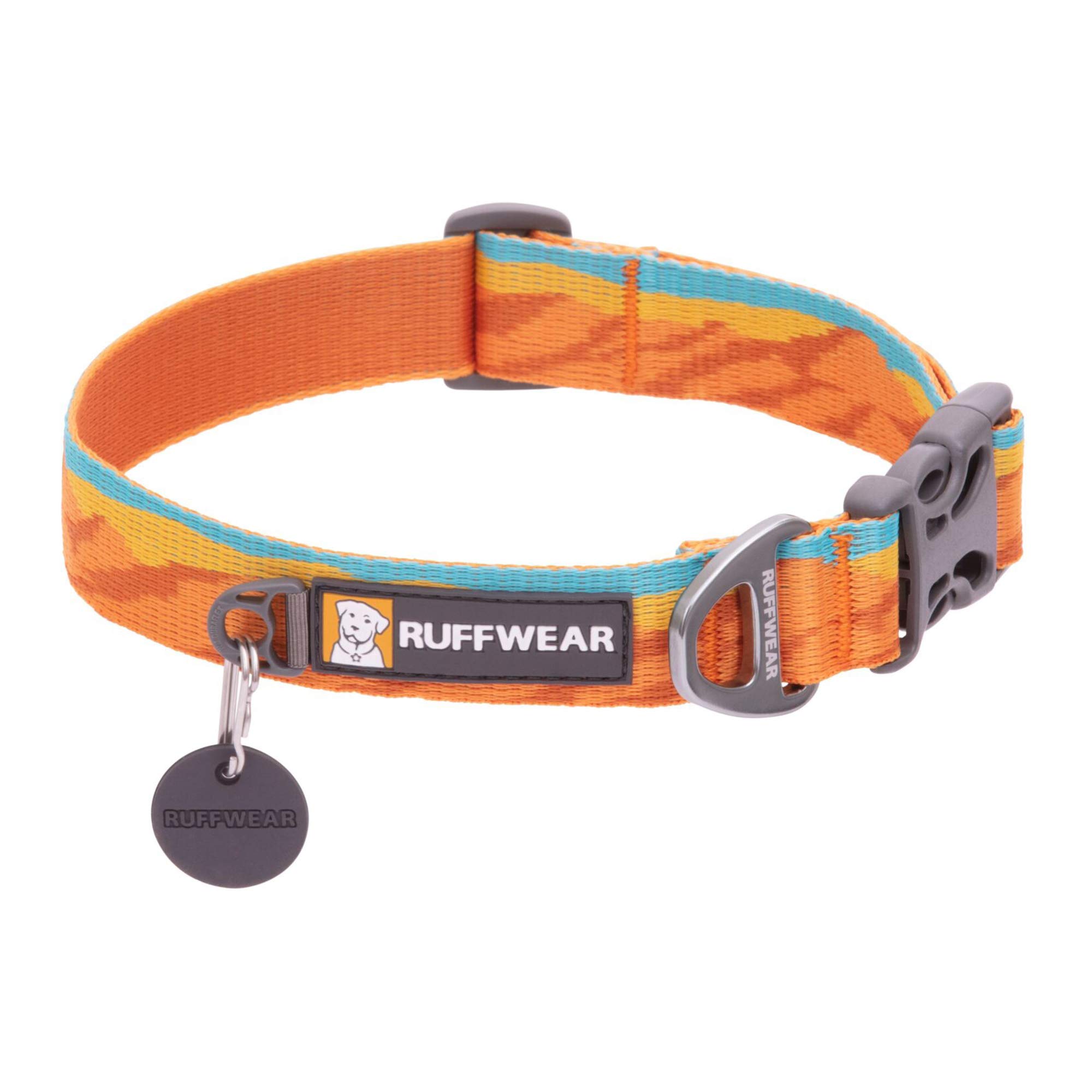 Ruffwear, Flat Out Dog Collar (Formerly Hoopie), Webbing Collar for Walking and Everyday Use, Fall Mountains, 11"-14"
