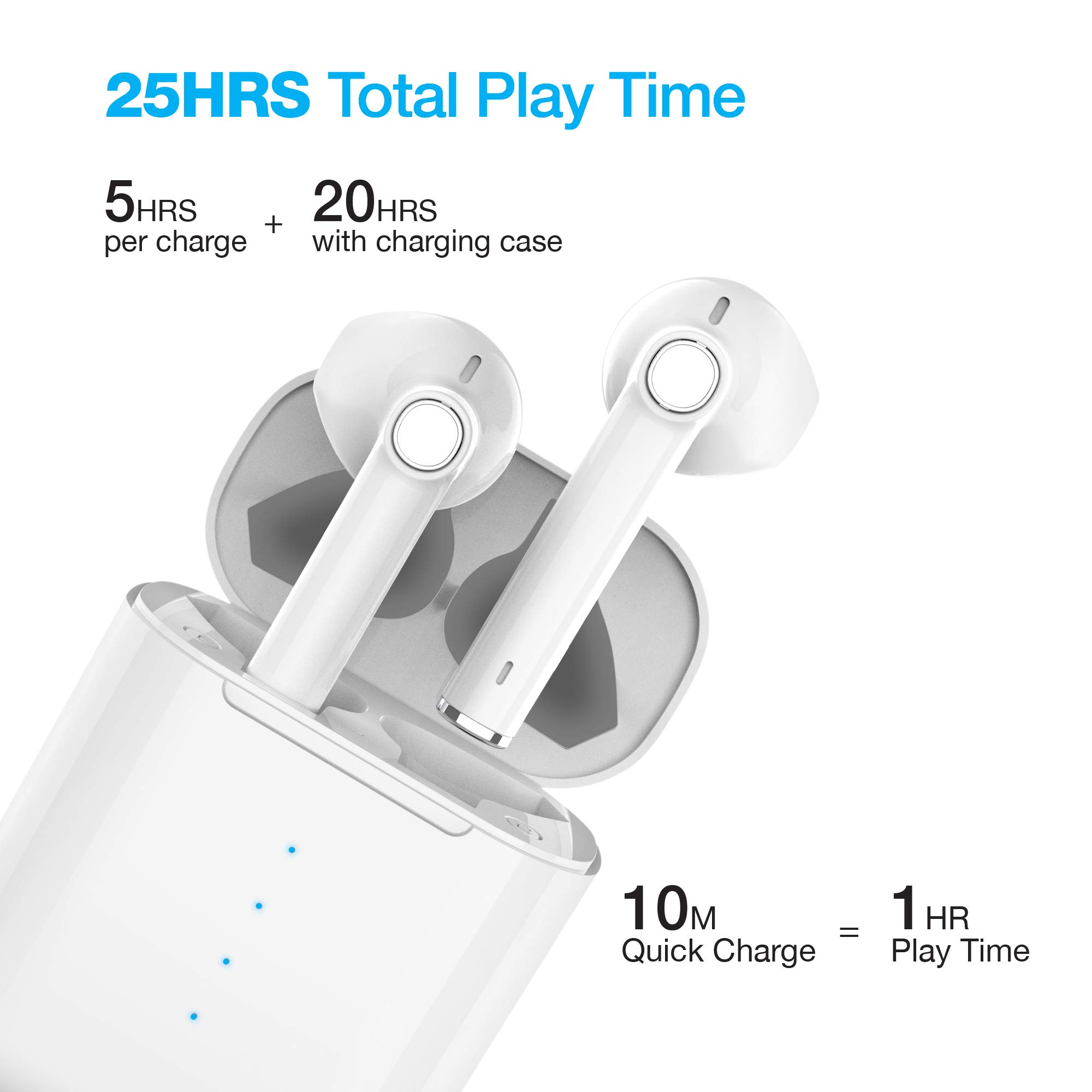 Naztech Xpods True Wireless Stereo Sound Earbuds & Pocket-Sized Wireless Recharging Case [Noise Cancelling] Bluetooth Wireless Earphones for Everyday (White)