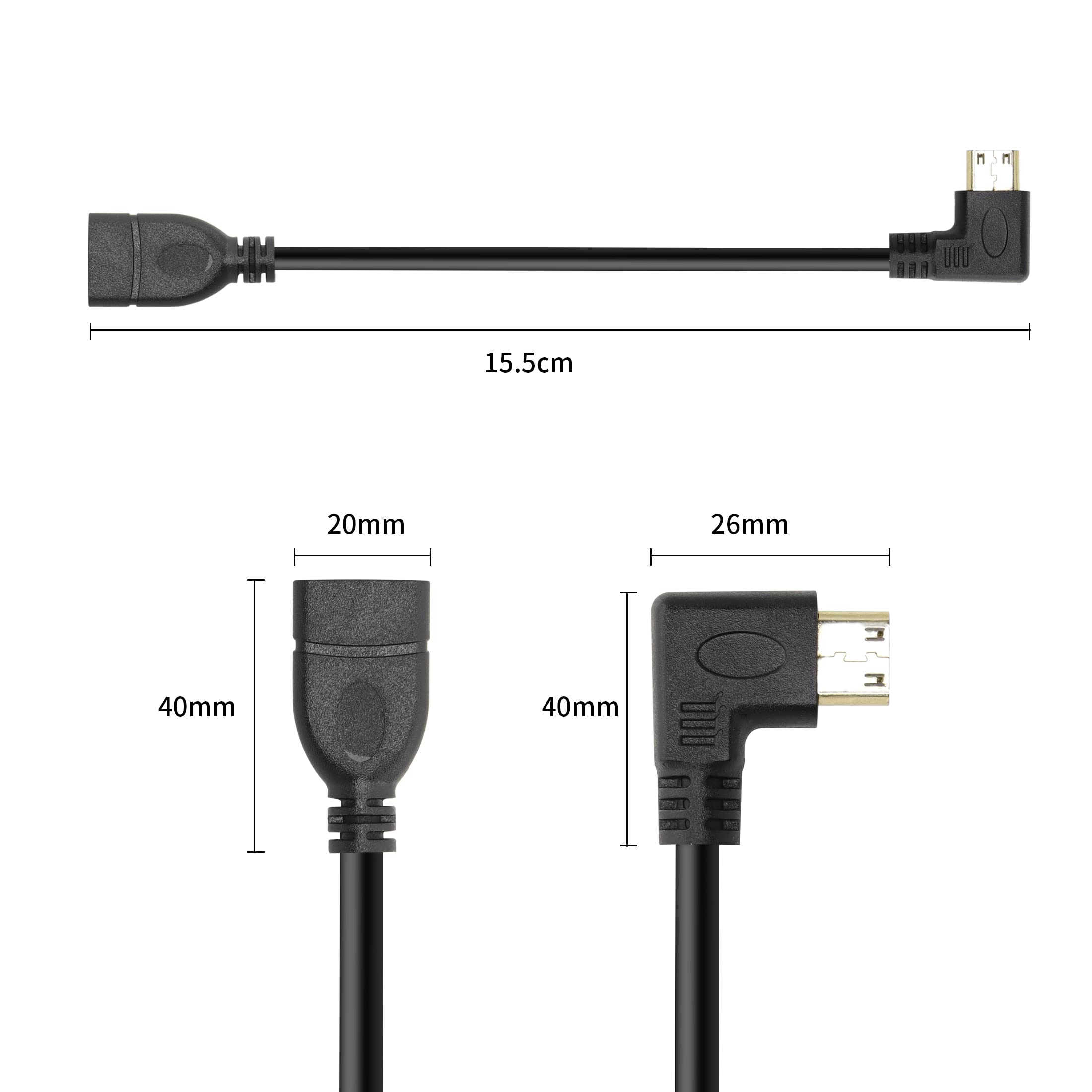 YACSEJAO 90 Degree Mini HDMI to HDMI Cable 15CM High Speed Right Angle HDMI Extension Cable, 2 Pack High Speed Gold Plated Swivel Converter(Left Angle+Right Angle)