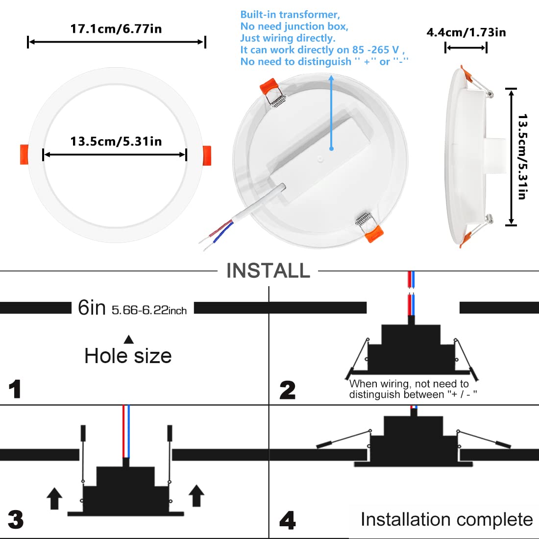 Smart Recessed Lighting 6 Inch Work with Alexa, 150W Equivalent 1500LM, Bluetooth RGB LED Ceiling Light,16W Daylight 5000K & 16 Million Colors& Timing& Music Sync, Color Changing Downlight (4 Pack)