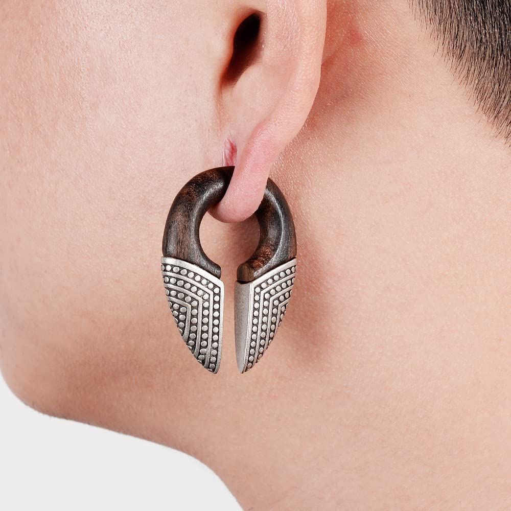 PUNKYOUTH 2PCS Wood Ear Weight Plugs and Tunnels Expander Gauges Stretcher Earrings Gauge 9/16/"(14mm) (#2 Silver-9/16)