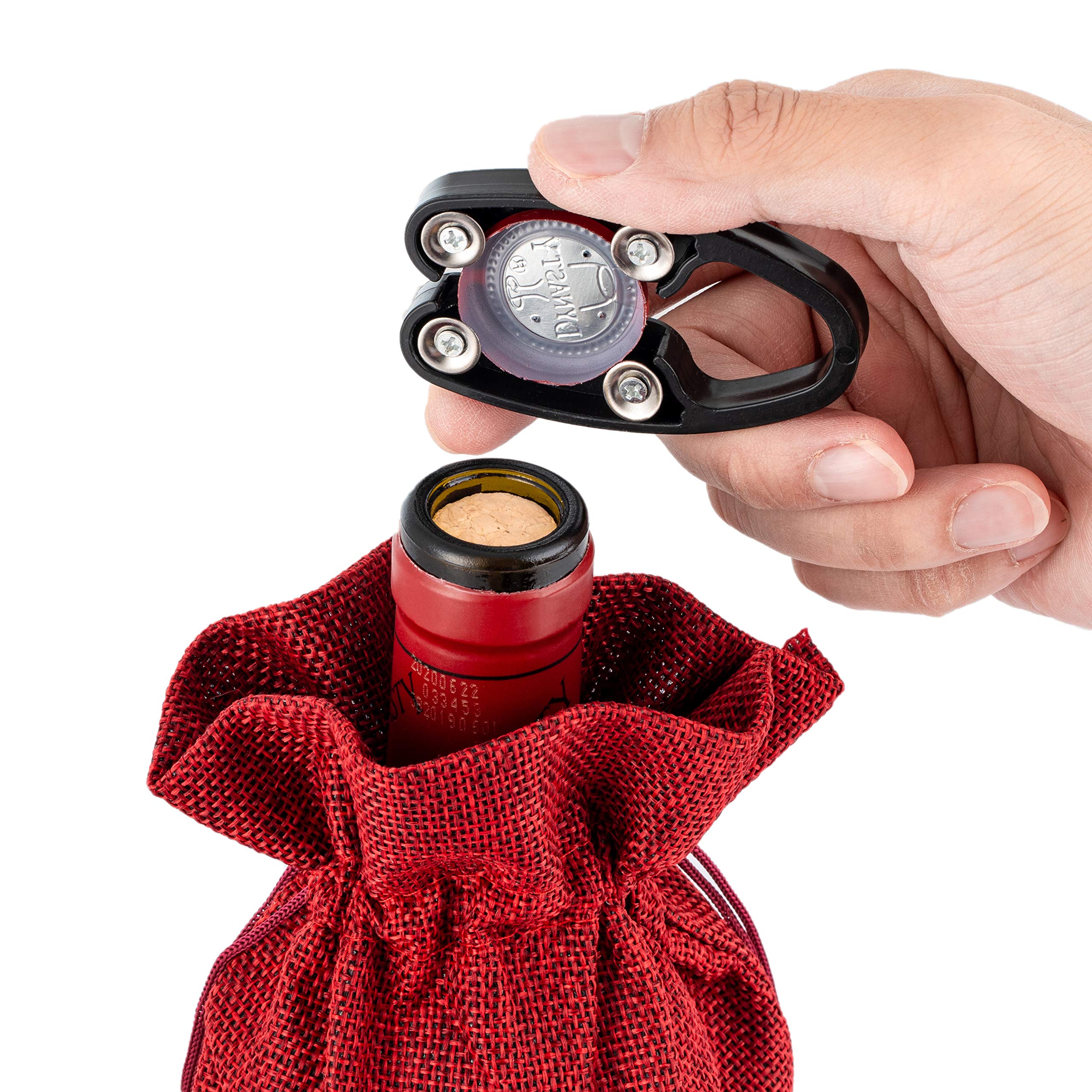 Wine Ziz Black Screw-pull Lever Corkscrew Wine Bottle Opener Set with Bonus Foil Cutter Tool and Extra Spare Corkscrew Spiral, Heavy-Duty Metal Manual Cork Screw, Best Wine Gift Kit (Silver)