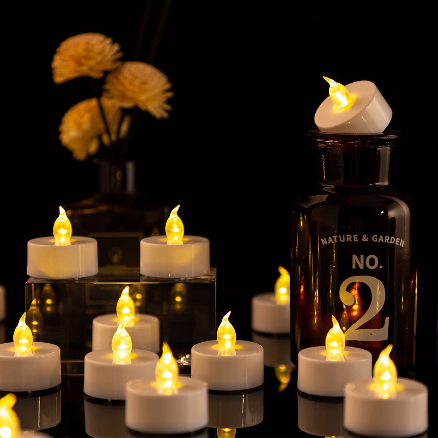 Nancia Tea Lights, 150PACK Flameless LED Tea Lights Candles, Flickering Warm Yellow, 200 Hours Battery-Powered Tea Light, Ideal Party, Wedding, Birthday, Gifts Home Decoration