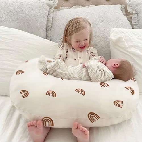 Nursing Pillow Cover 2 Pack,Neutral Breastfeeding Pillow Cover Fits 22.5in*18in Nursing Pillow for Baby Boy Girl, Neutral Baby Nursing Pillow Cover(Boho Rainbow Style)…