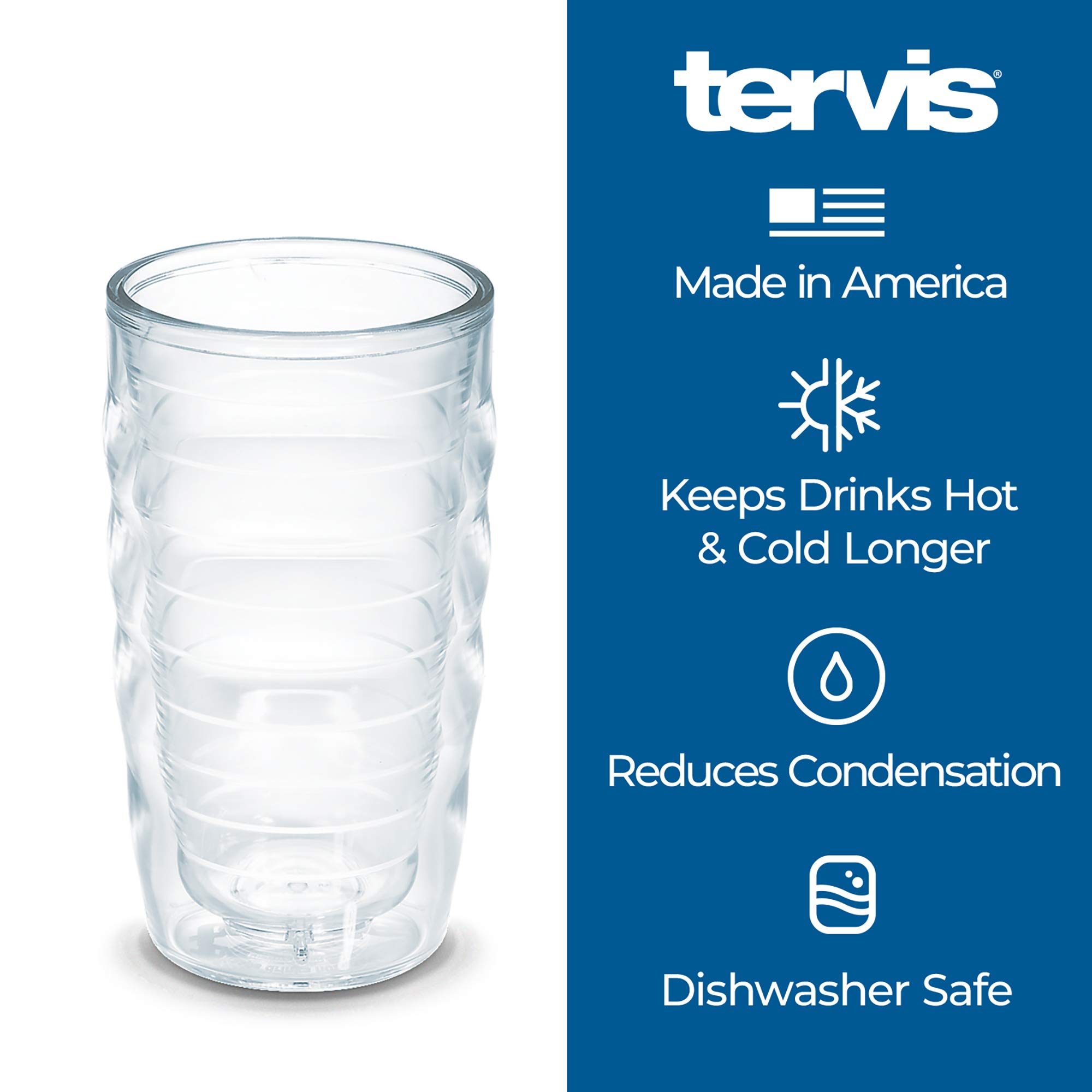 Tervis Navy Logo Made in USA Double Walled Insulated Tumbler Travel Cup Keeps Drinks Cold & Hot, 10oz Wavy, Classic