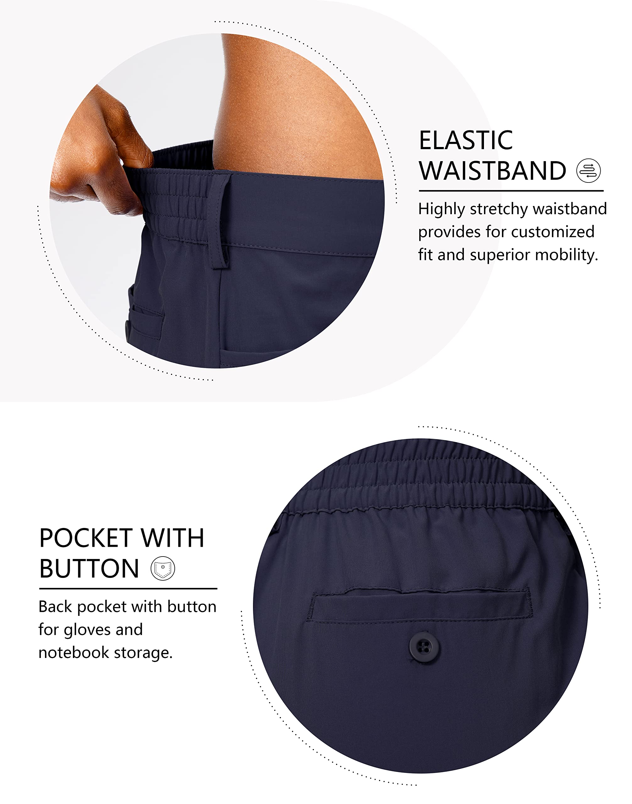 Women's Golf Hiking Shorts Lightweight Quick Dry 9" Cargo Bermuda Long Shorts Knee Length with Pockets for Women (Navy, M)