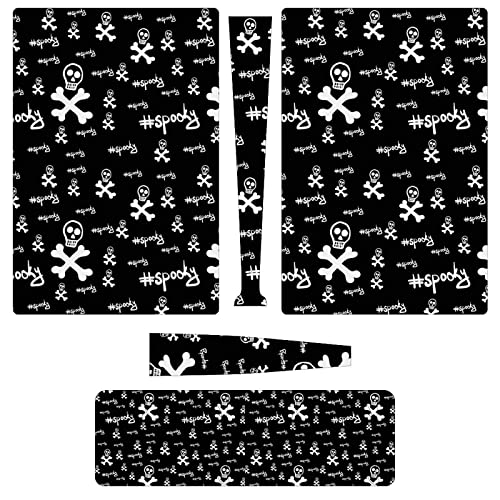 Stylized Skulls on Black Full Protective Skin Cover Design Wrap Decal Sticker Compatible with PS5 Digital Edition Console and Controller