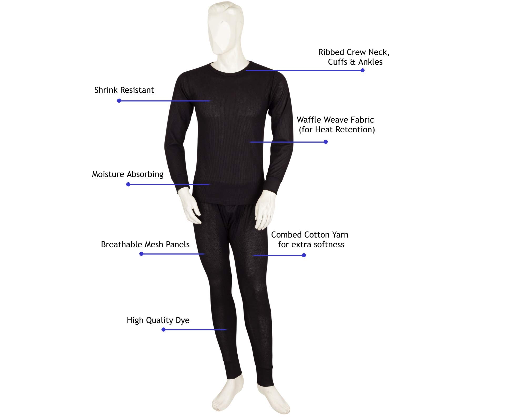 Styllion Cotton Blend Thermal Set (4XLT, Navy)
