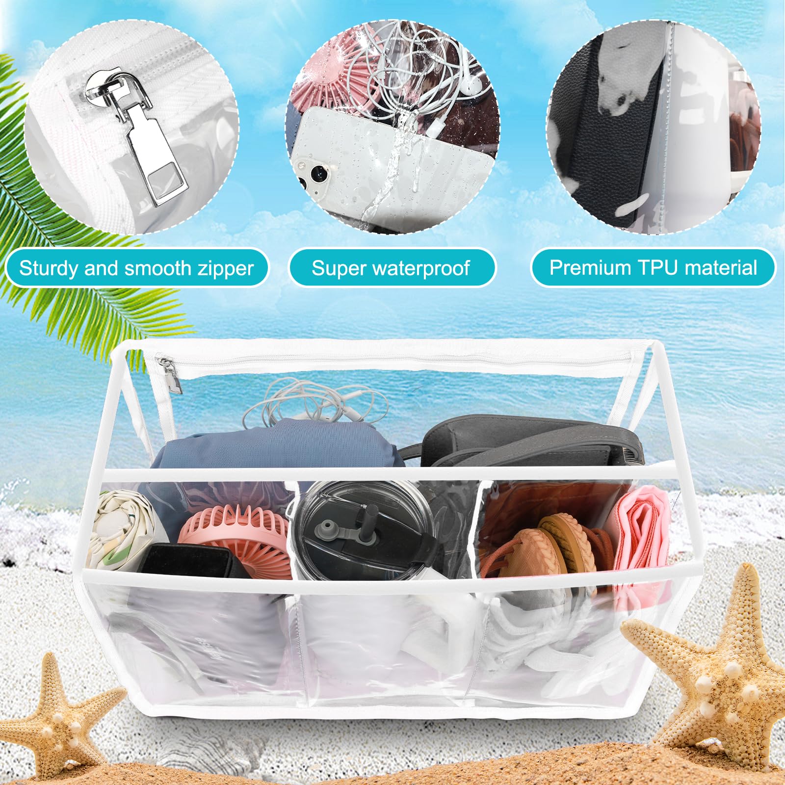 Yesongreat Waterproof Clear Bag Insert for Bogg Bag X Large, Beach Storage Bag Organizer Accessories Suitable for Bogg Bag, Organizing Your Bog Tote Bag and Divide Space (White)