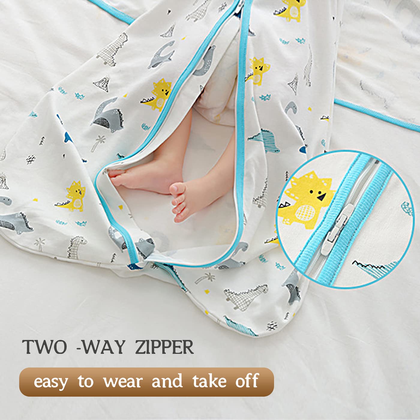 ZIGJOY Swaddle Wearable Blanket, 100% Cotton Baby Sleep Bag 1.0 TOG Swaddle Sack 0-6months (Stripe)