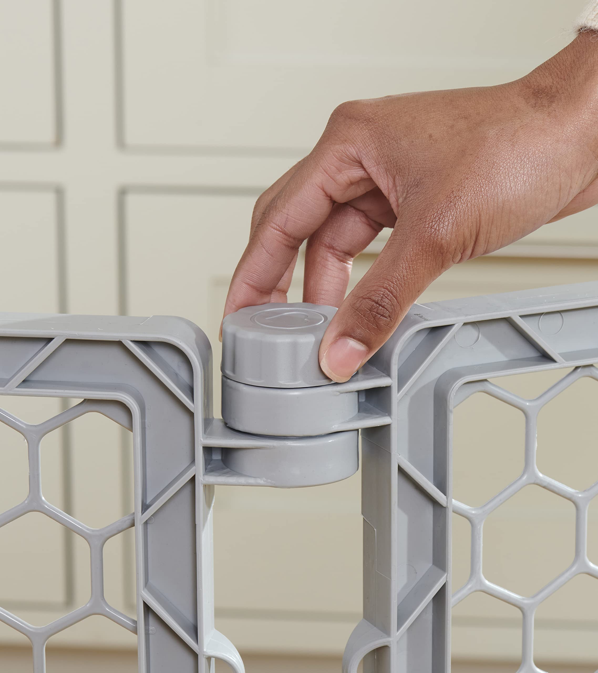 Regalo Plastic 192-Inch Super Wide Adjustable Baby Gate and Play Yard with Door, Award Winning Brand, 2-in-1, Bonus Kit, Includes 4 Pack of Wall Mounts, Gray