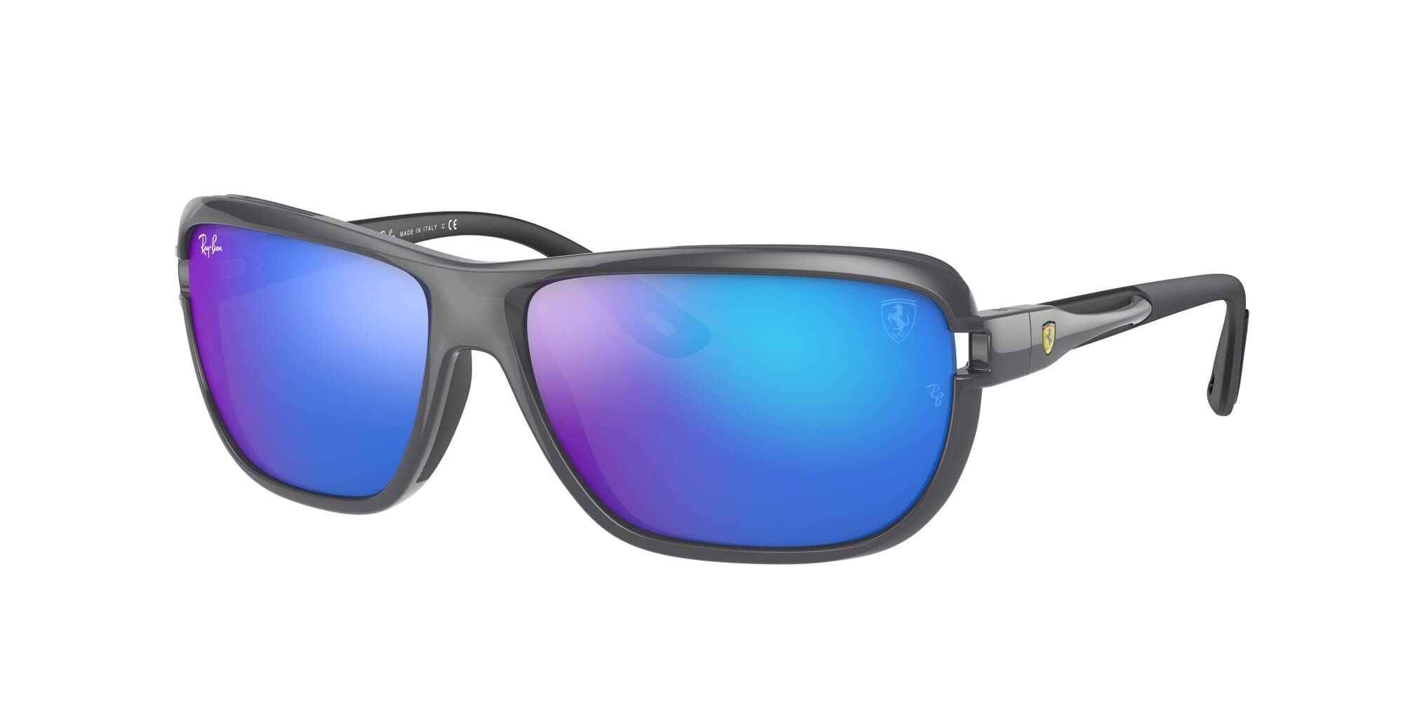 Ray-Ban Rb4365m Scuderia Ferrari Collection Aviator Sunglasses, Grey/Light Green Mirrored Blue, 62 mm
