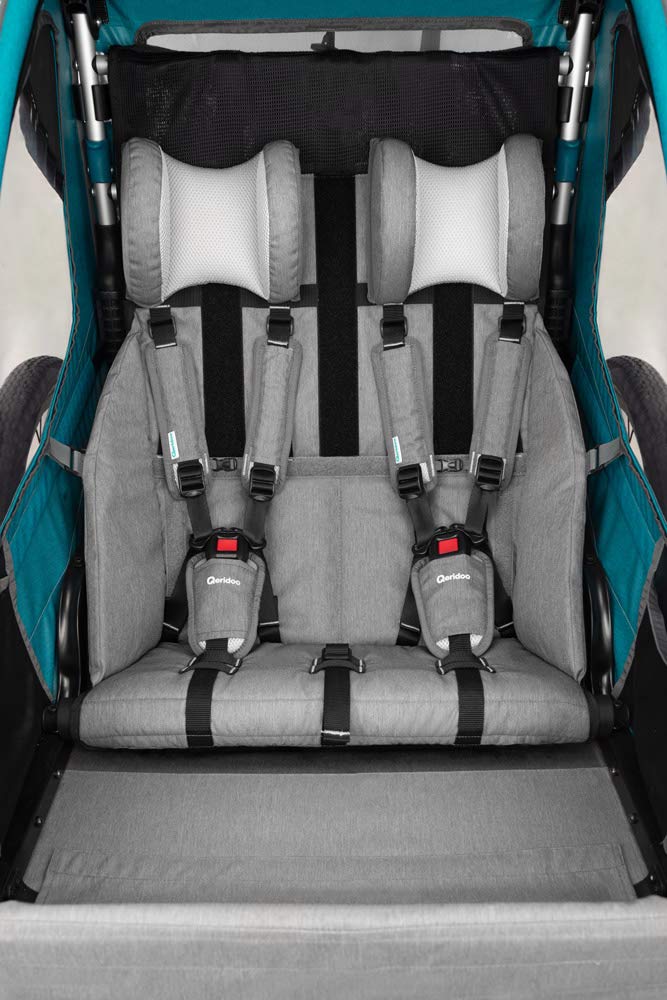 Qeridoo Sportrex 2 2020 Double Seat Kids Bike Trailer & Stroller Sportrex2 (Color Petrol)