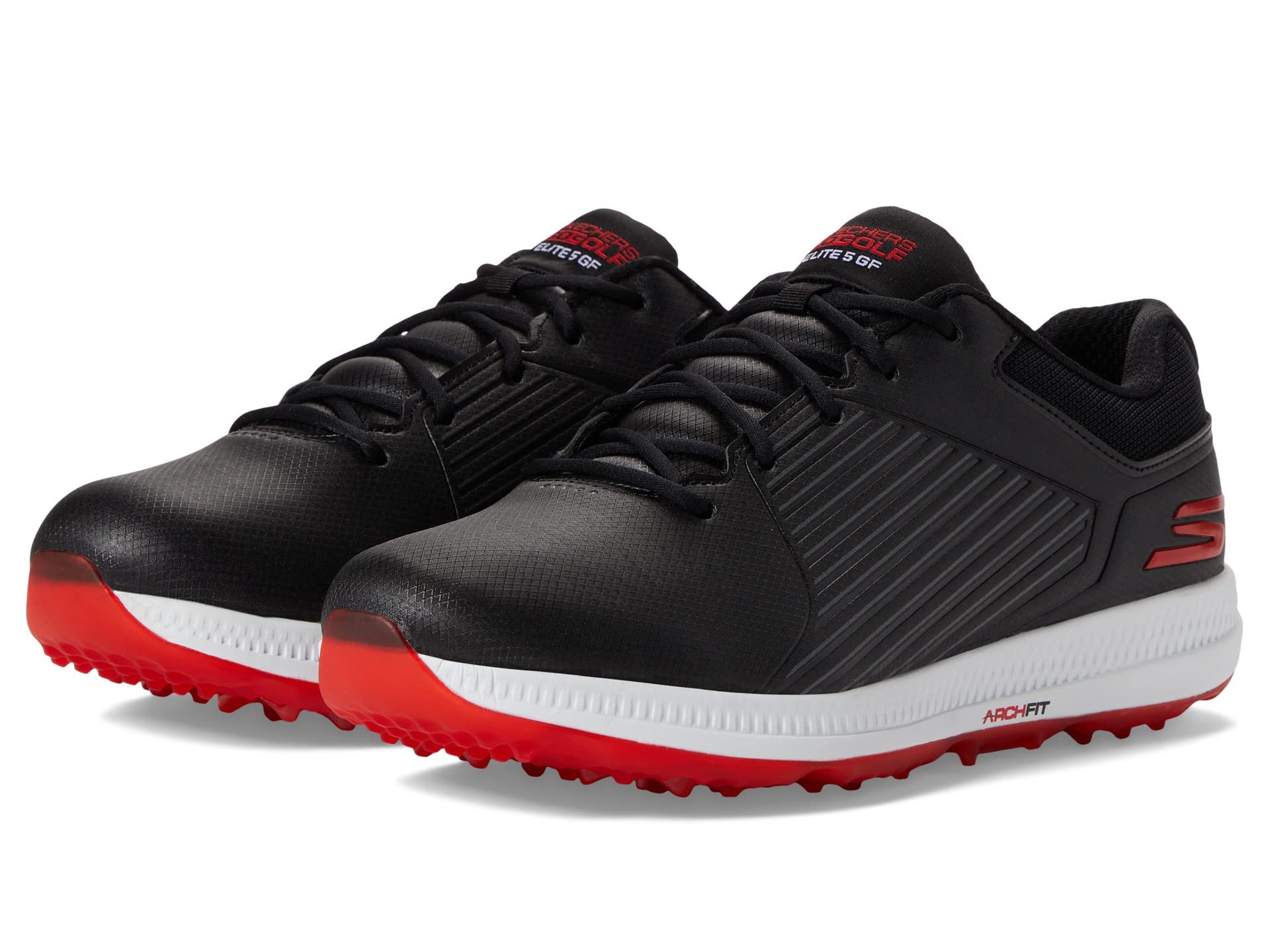 Skechers Men's Elite 5 Arch Fit Waterproof Golf Shoe Sneaker, Black/Red, 10.5 Wide