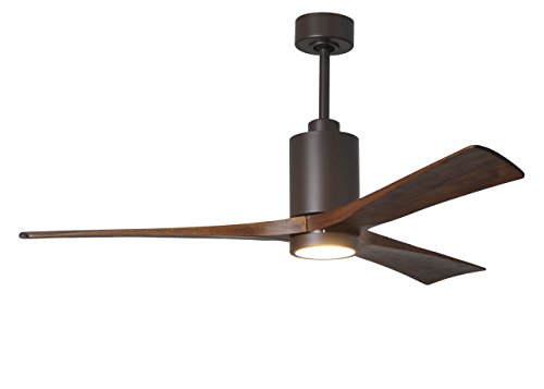 Matthews PA3-TB-WA-60 Patricia Indoor/Outdoor Damp Rated 60" Ceiling Fan with LED Light and Remote & Wall Control, 3 Walnut Solid Wood Blades, Textured Bronze