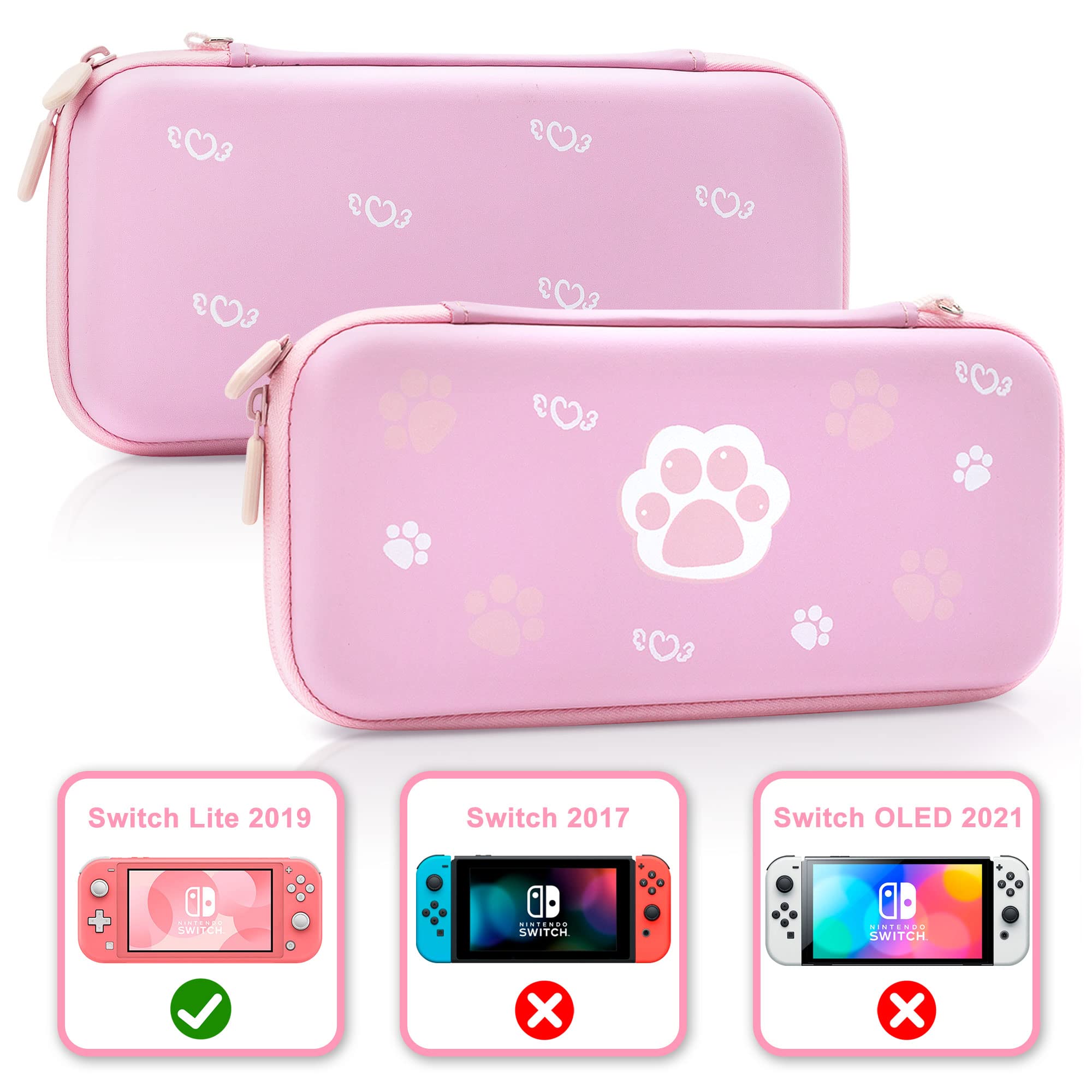 Protective Case Compatible with Nintendo Switch Lite, Portable Hard Travel Carrying Case Shell Bag with Glitter Clear Soft TPU Protective Cover, Screen Protector, Thumb Grip Caps【9 in 1】