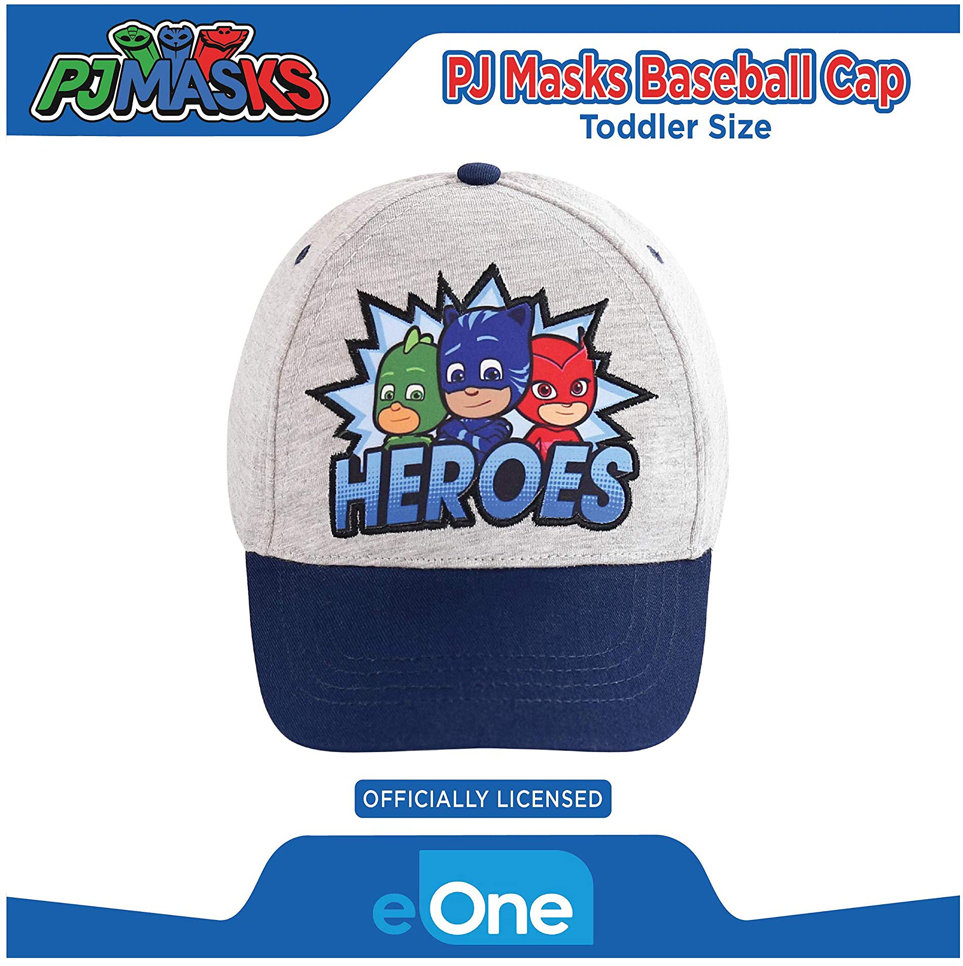 PJ Masks boys Toddler Hat for Boy’s Ages 2-7, Pj Masks Kids Baseball Cap, Gray, 4-7 Years US