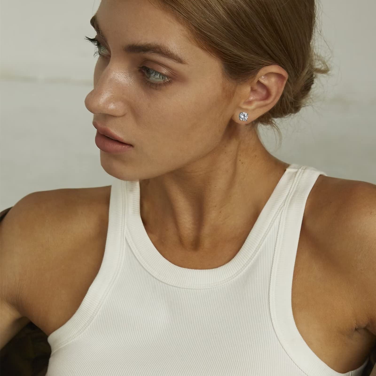 Stud Earrings Set for Women, Hypoallergenic Stud Earrings Round Cubic Zirconia Silver Stud Earrings for Women Men 3 Pairs Earrings Set