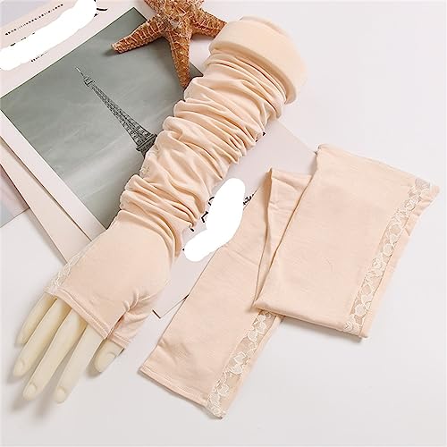 Thin Elastic Ice Sleeves Summer Driving Half Finger Long Arm Sleeve Female Lace Stitching Cycling (Color : C, Size : 54 * 16 * 24cm)