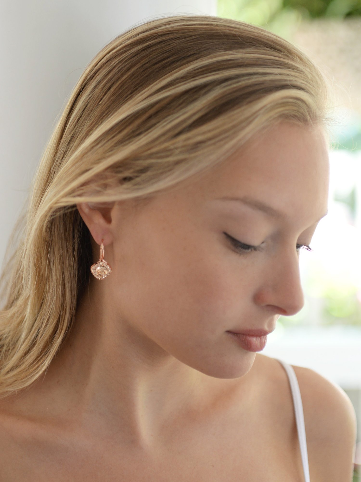 Mariell Tailored Solitaire Drop Earrings with Brilliant Round Crystals in Rose Gold Tone. Loved By All!