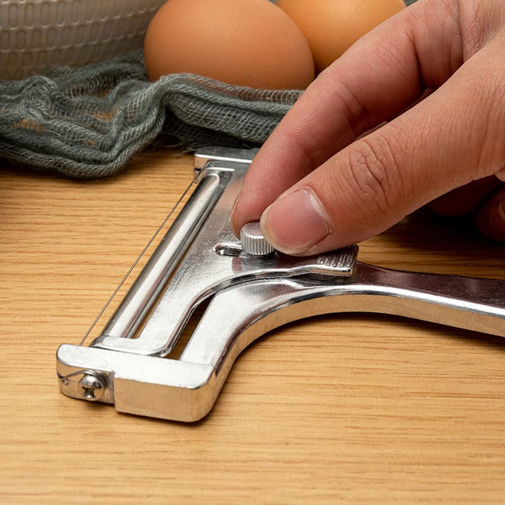 Stainless Steel Cheese Slicer with Wier for Semi Soft, Semi-Hard Cheeses Kitchen Cooking Tool, , Cheese Grater with Handle, Cheese Shredder, Kitchen Gadget, Silver, One Size Fit Most