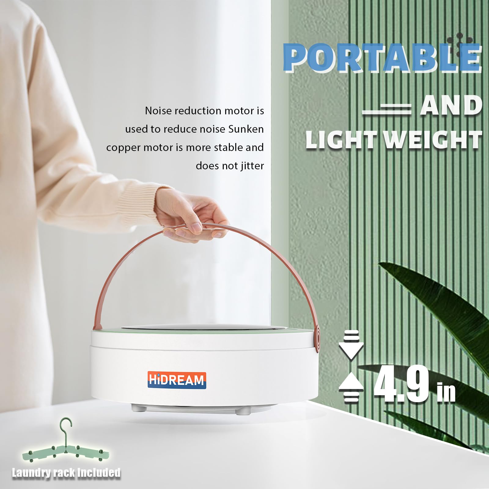 Portable Mini Washing Machine, 9 Litre Large Capacity Mini Washer for Underwear, Foldable Washing Machine with Upgraded Capacity and Round Body for Baby Clothes,Pet Garments or Other Small Items.Green