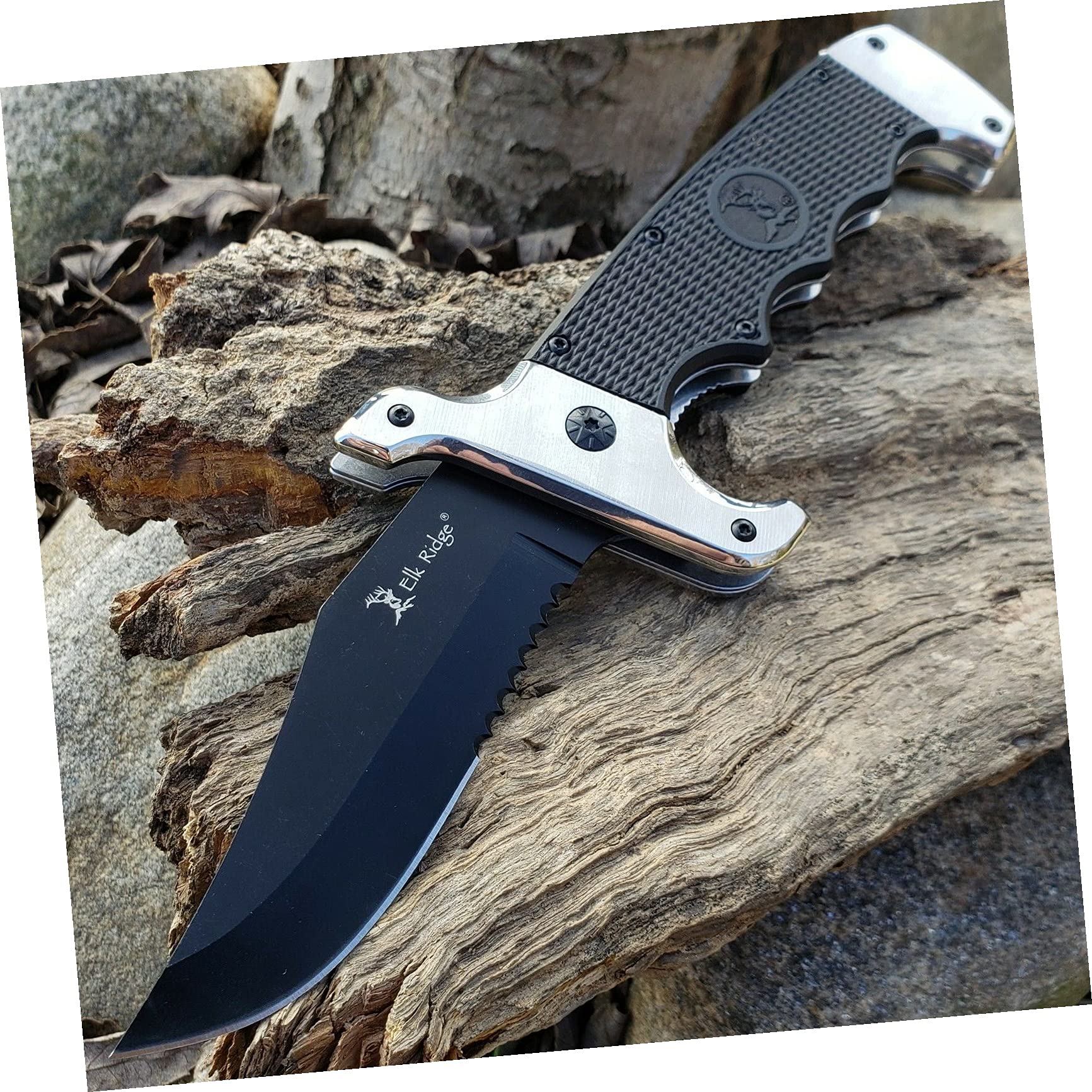 S.S. Folding Knives 9In Open Folding Pocket Knife Real Wood Handle Outdoor Survival Hunting Knife for Camping by Survival Steel