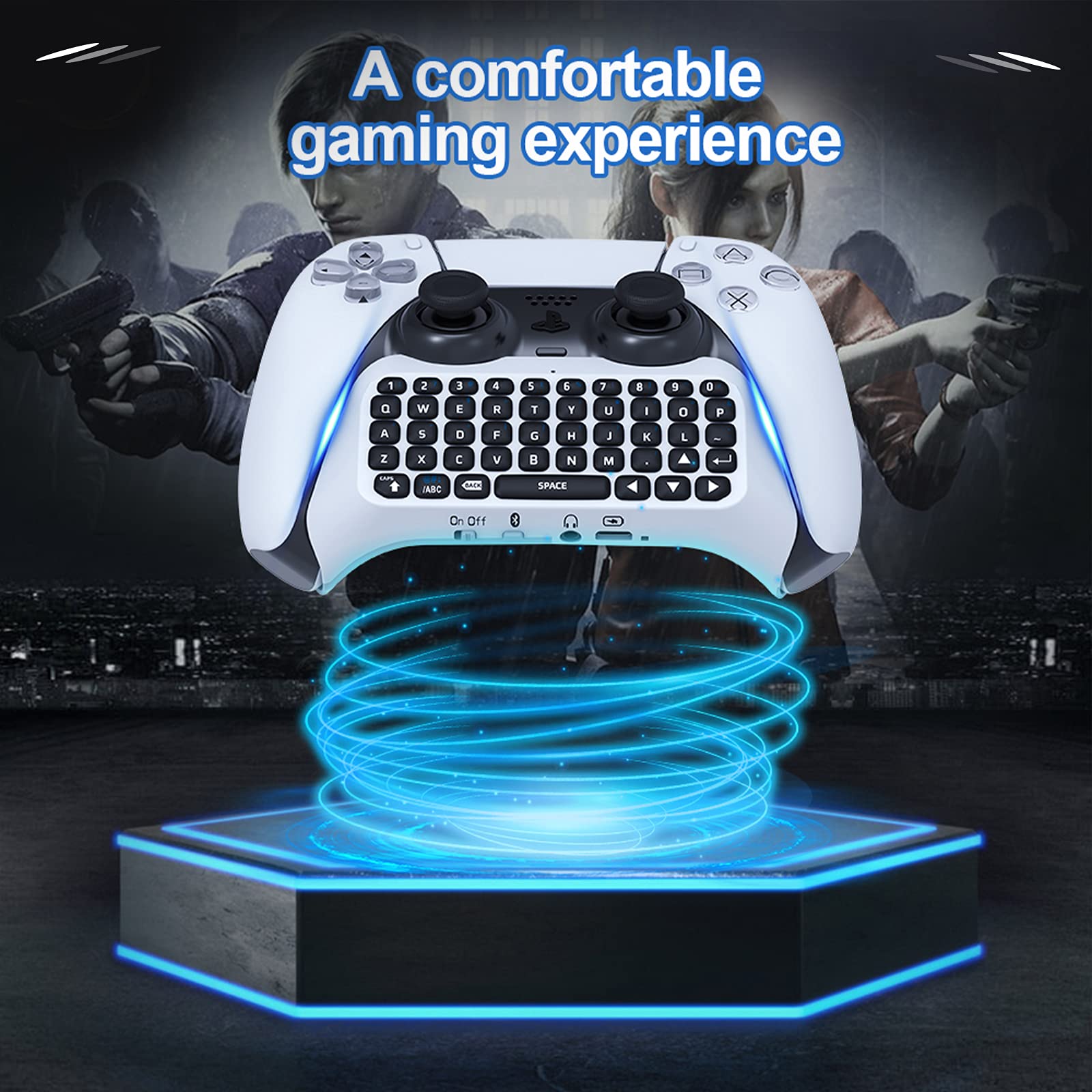 PS5 Controller Keyboard, Gamer Digital Mini Wireless Bluetooth Keyboard Chat pad for PlayStation 5
