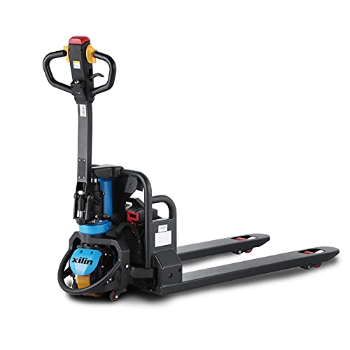 Xilin Electric Powered Pallet Jack 3300lbs Capacity Lithium Battery Walkie Pallet Truck 48"x27" Fork Size Blue Style