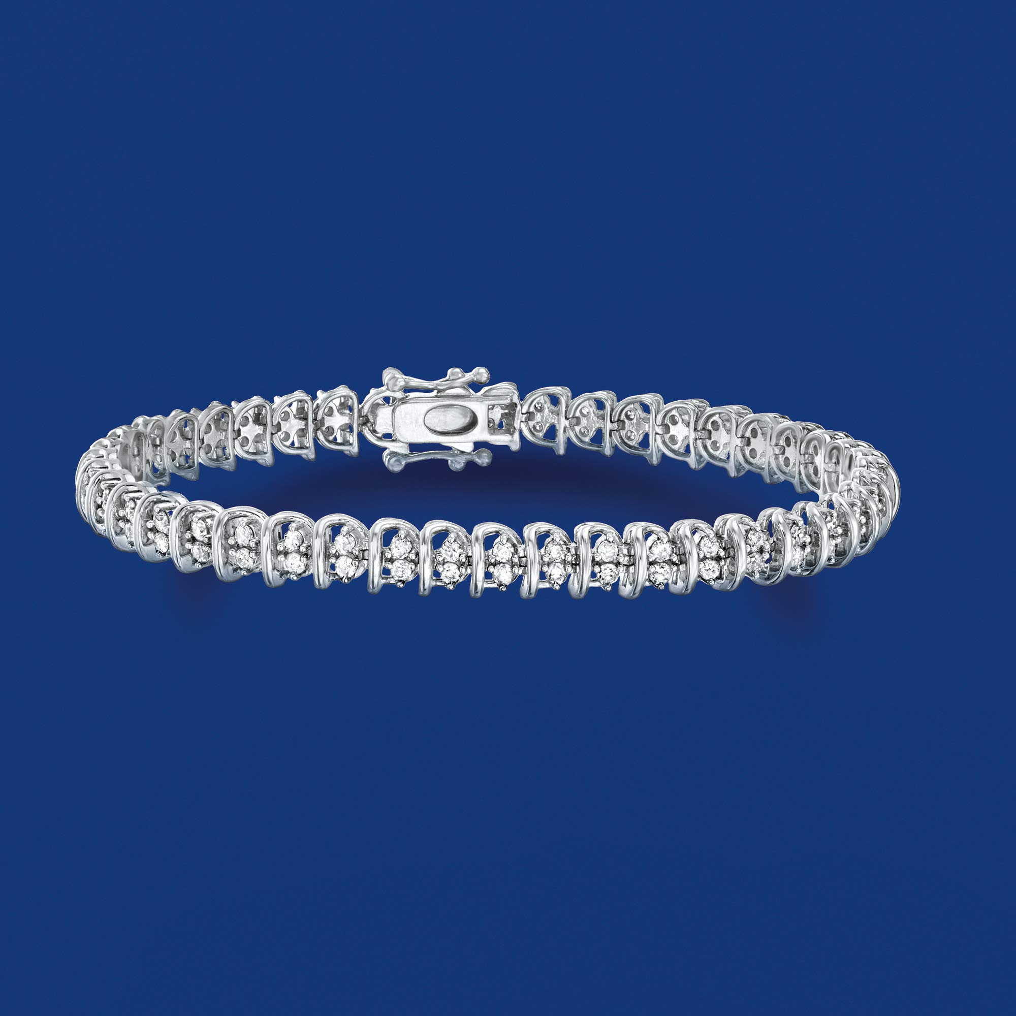 Ross-Simons 2.00 ct. t.w. Diamond Swirl-Link Tennis Bracelet in Sterling Silver. 7 inches