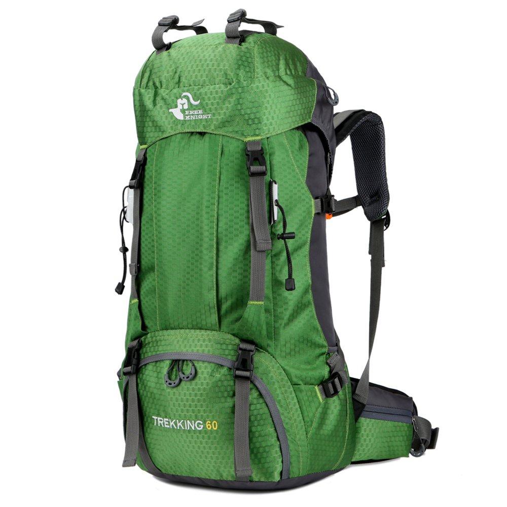 Russel Molly Hiking Backpack With Rain Cover, 60L Camping Daypack for Travel (Green)