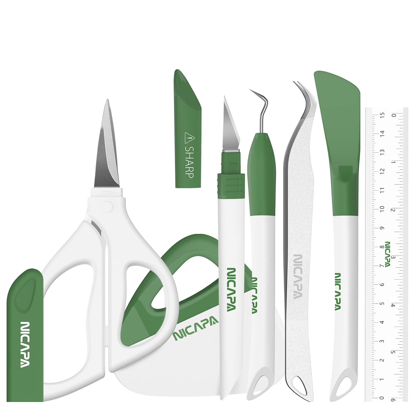 Nicapa Basic Tool Set Craft Weeding Vinyl Cardstock Crafting Tools Kit for Silhouette/Siser/Oracal 631 651 751 Vinyl
