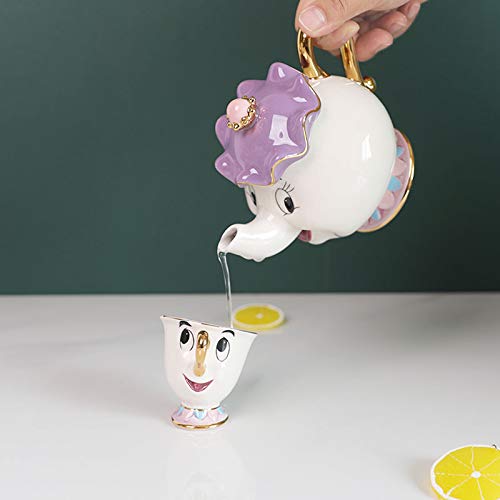 Mrs. Potts Tea Pot - Beauty and Beast - Tea Pot Cup One Set Lovely Chip Cup set Teapot Mug (Tea Pot set)