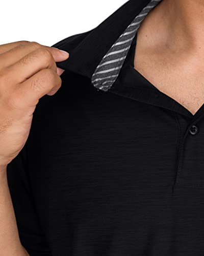 Three Sixty Six Golf Shirts for Men - Dry Fit Short-Sleeve Polo, Athletic Casual Collared T-Shirt Pure Black
