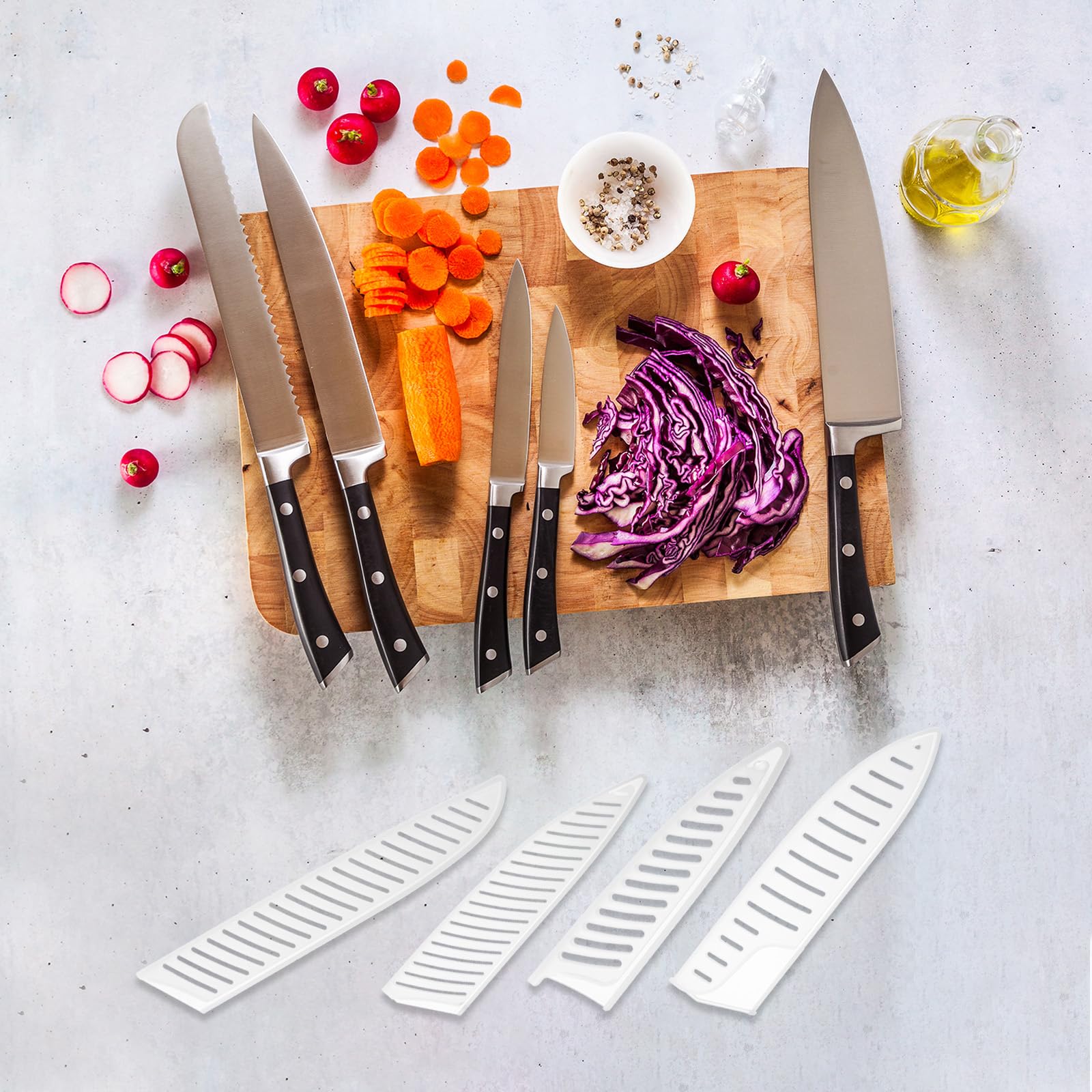 PATIKIL PP Safety Knife Cover Sleeves for 3.5" Paring Knife, 5 Pack Knives Edge Guard Blade Protector Universal Knife Sheath for Kitchen, White